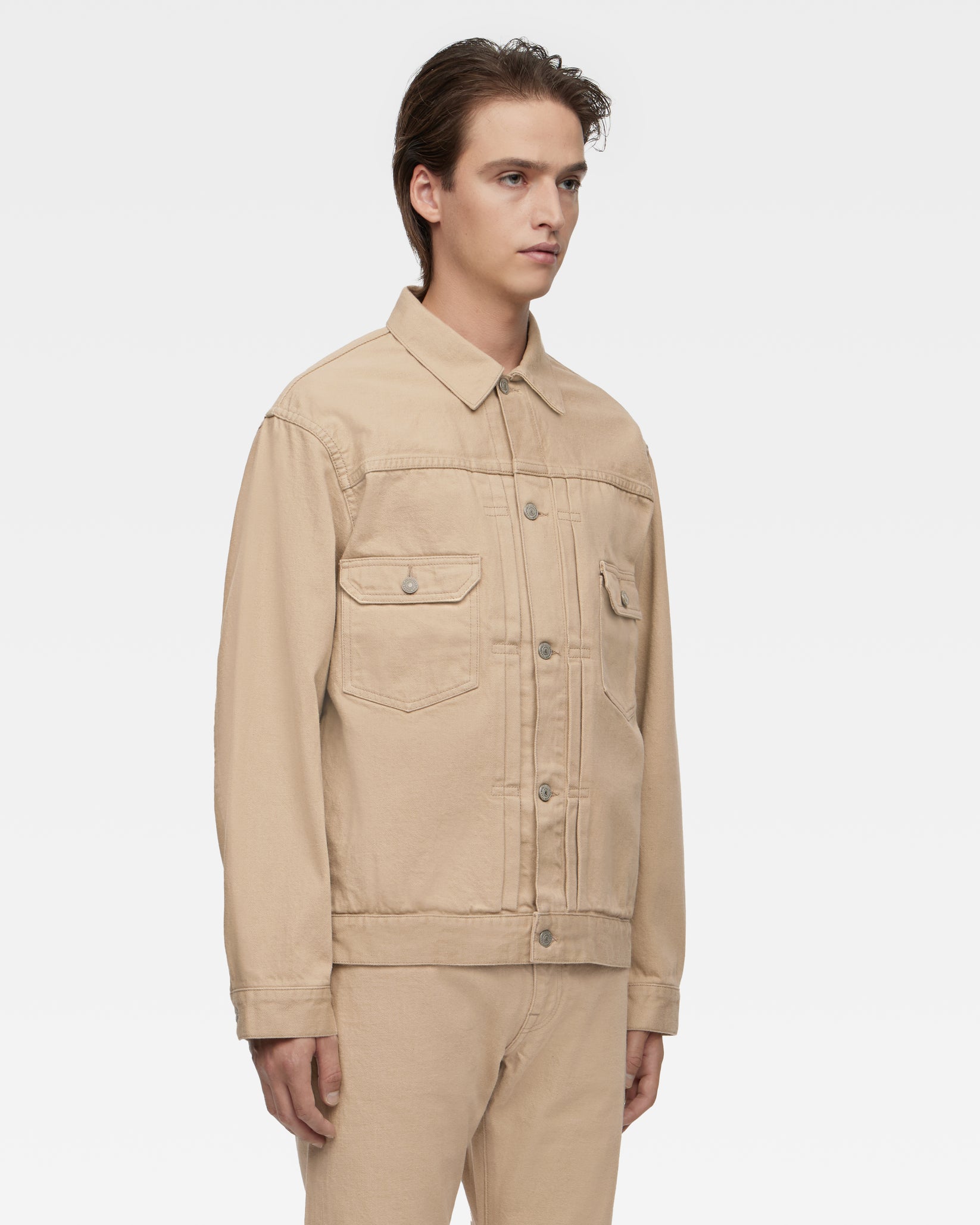 "KAKI-SHIBU" Dyed Denim Double Pocket Jacket – MOMOTARO JEANS